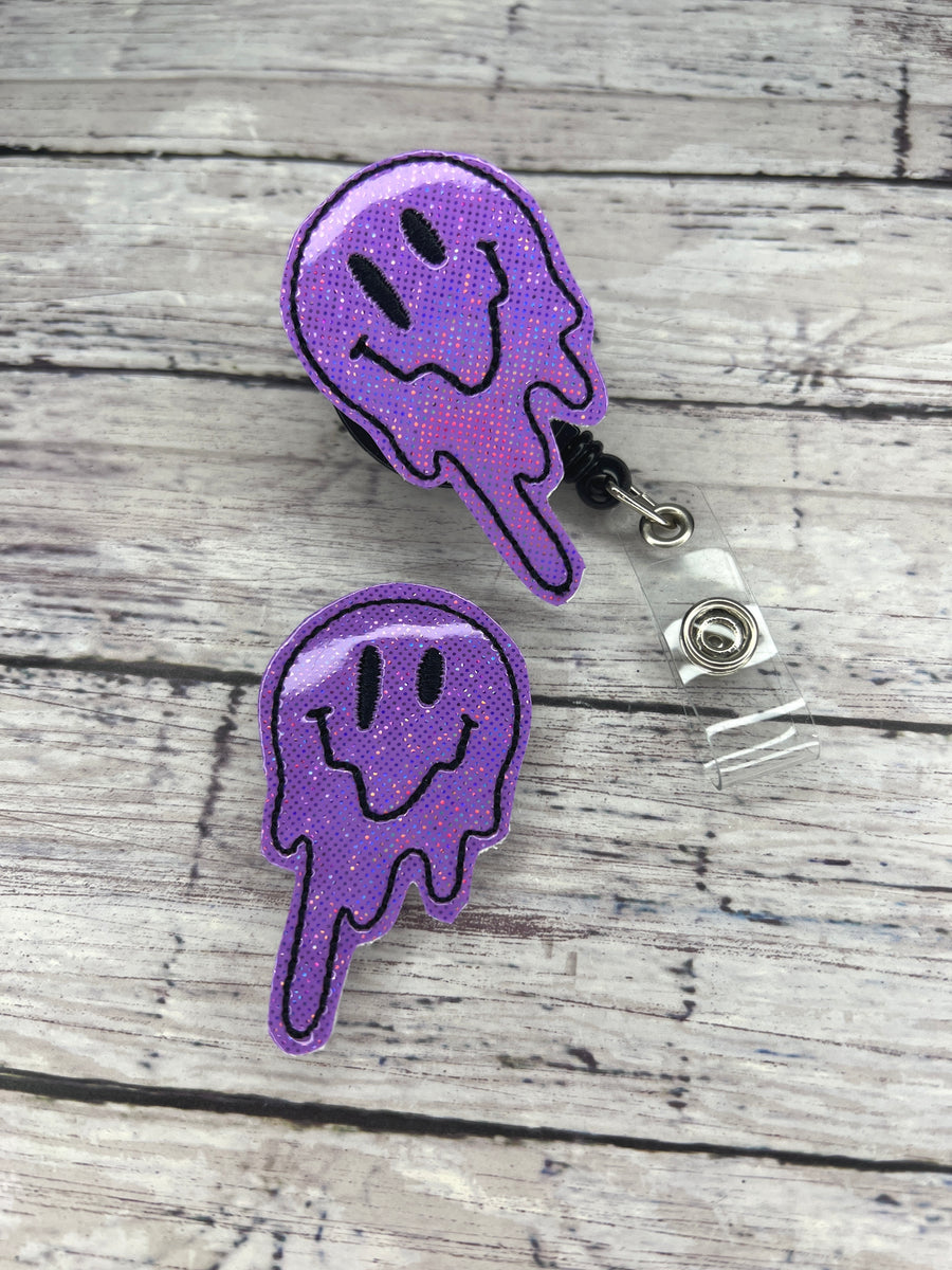 Melting Smiley Face Badge Feltie – All Stitched Up by Jill