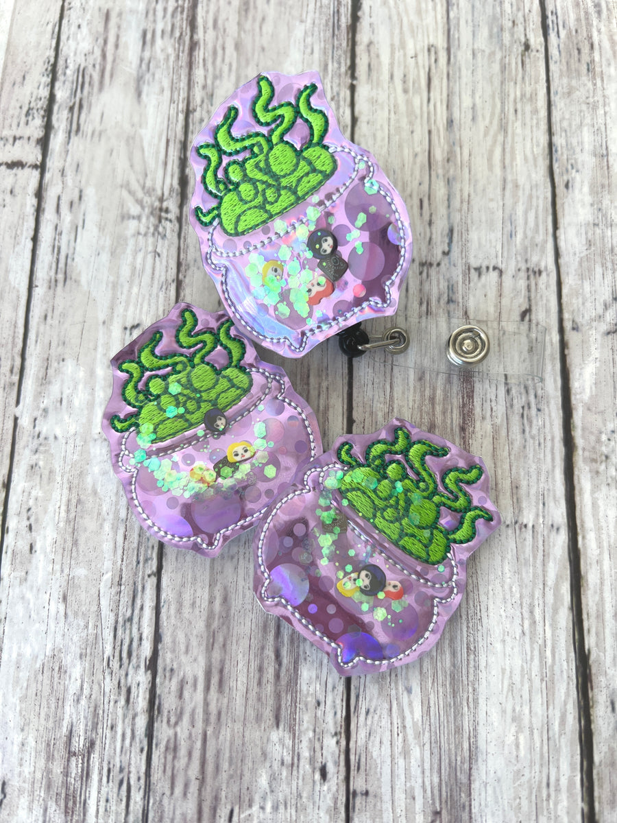 Witch Cauldron Shaker Badge Feltie – All Stitched Up by Jill